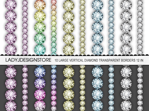 Diamond Digital ClipArt Border - 10 Digital rhinestone clipart - PNG ...