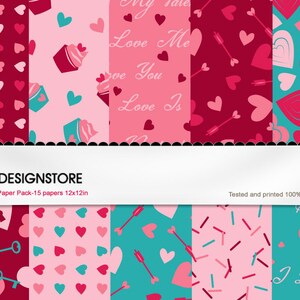 Sweet Valentine Heart 15 Printable Digital Papers Sweet ...