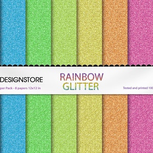 Rainbow Glitter Digital Paper 8 Glitter Textures,digital Paper ...