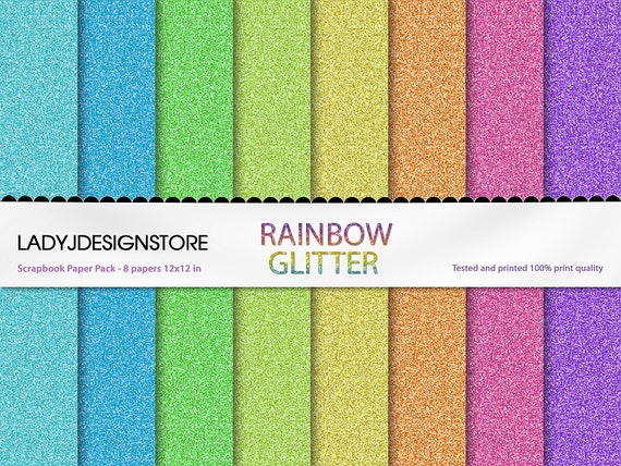 Rainbow Glitter Digital Paper - 8 Glitter Textures,Digital Paper ...