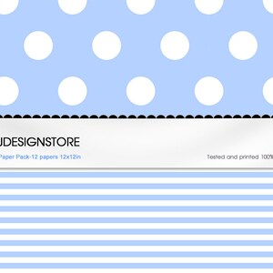 Digital Scrapbook Paper Pack Baby Blue Pastel Dots Stars Stripes 12 ...