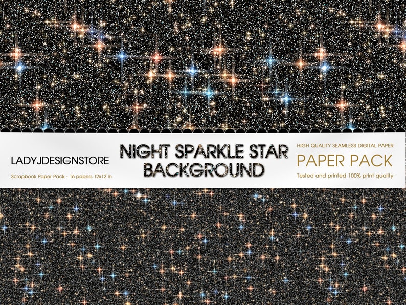 Night Sparkly Sky Stars Background Sky Digital Paper - Etsy