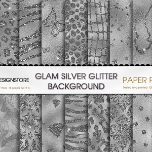 Silver Glitter Glam Digital Paper Seamless Tiger Cheetah - Etsy