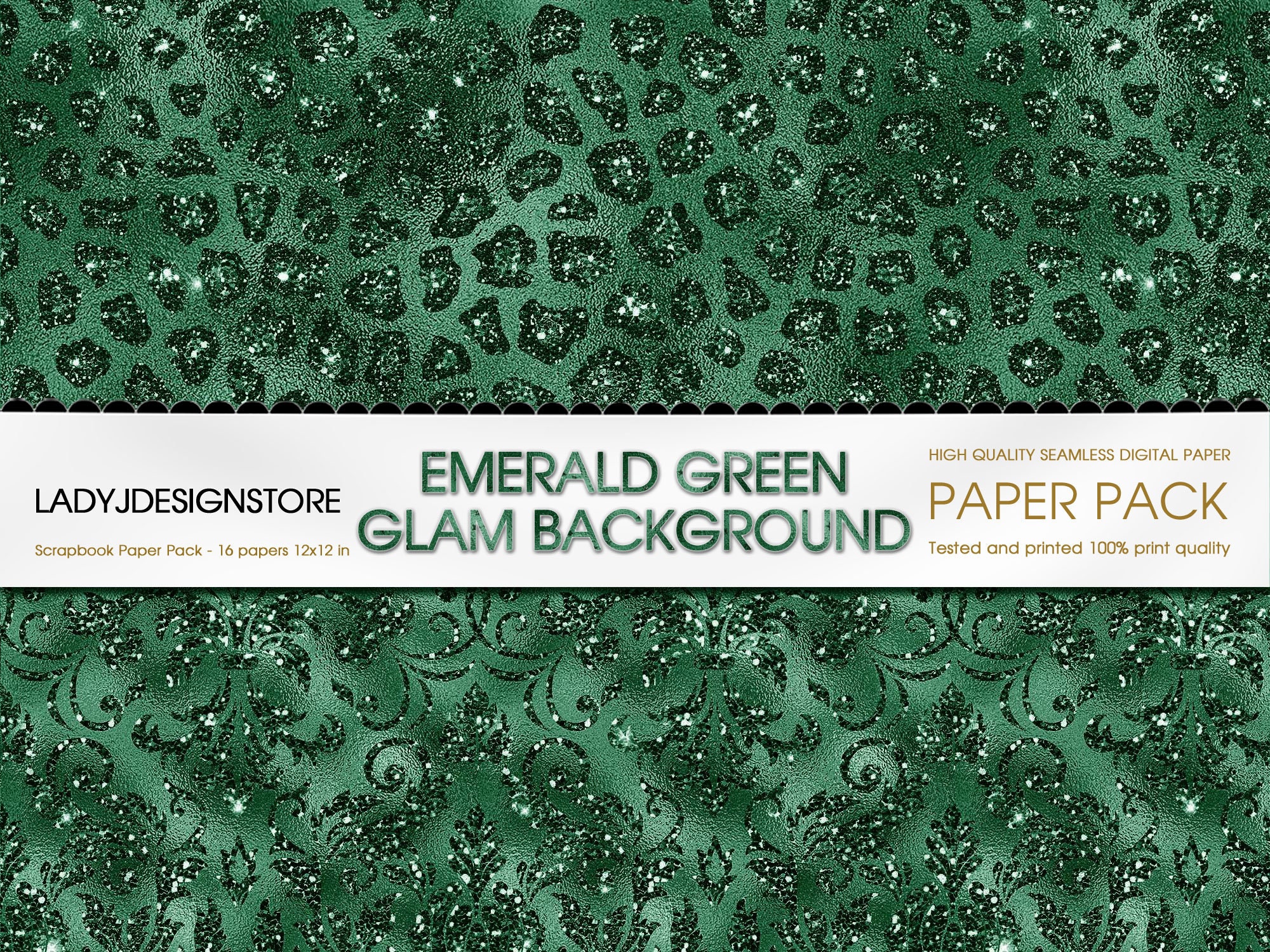 Emerald Glitter Glam Digital Paper Seamless Tiger Cheetah | Etsy UK