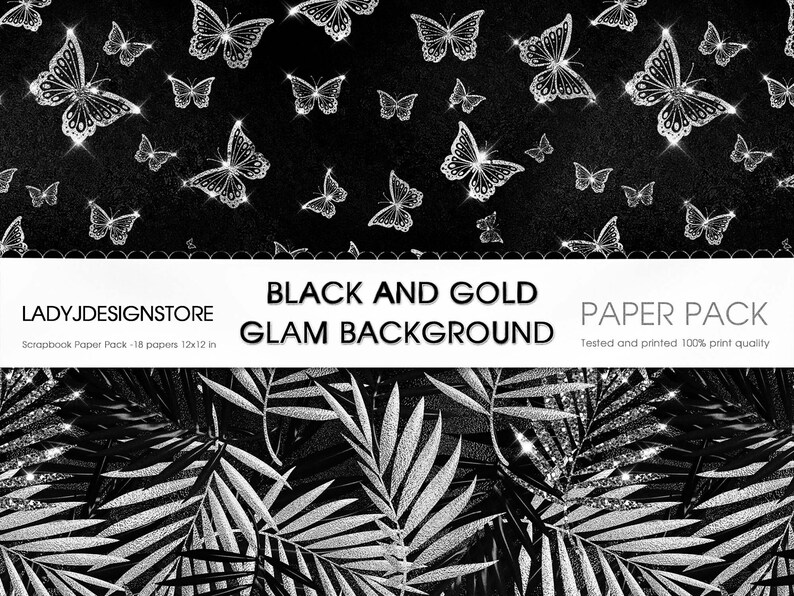 Black and Silver Glam Digital Paper Seamless Tiger Cheetah - Etsy