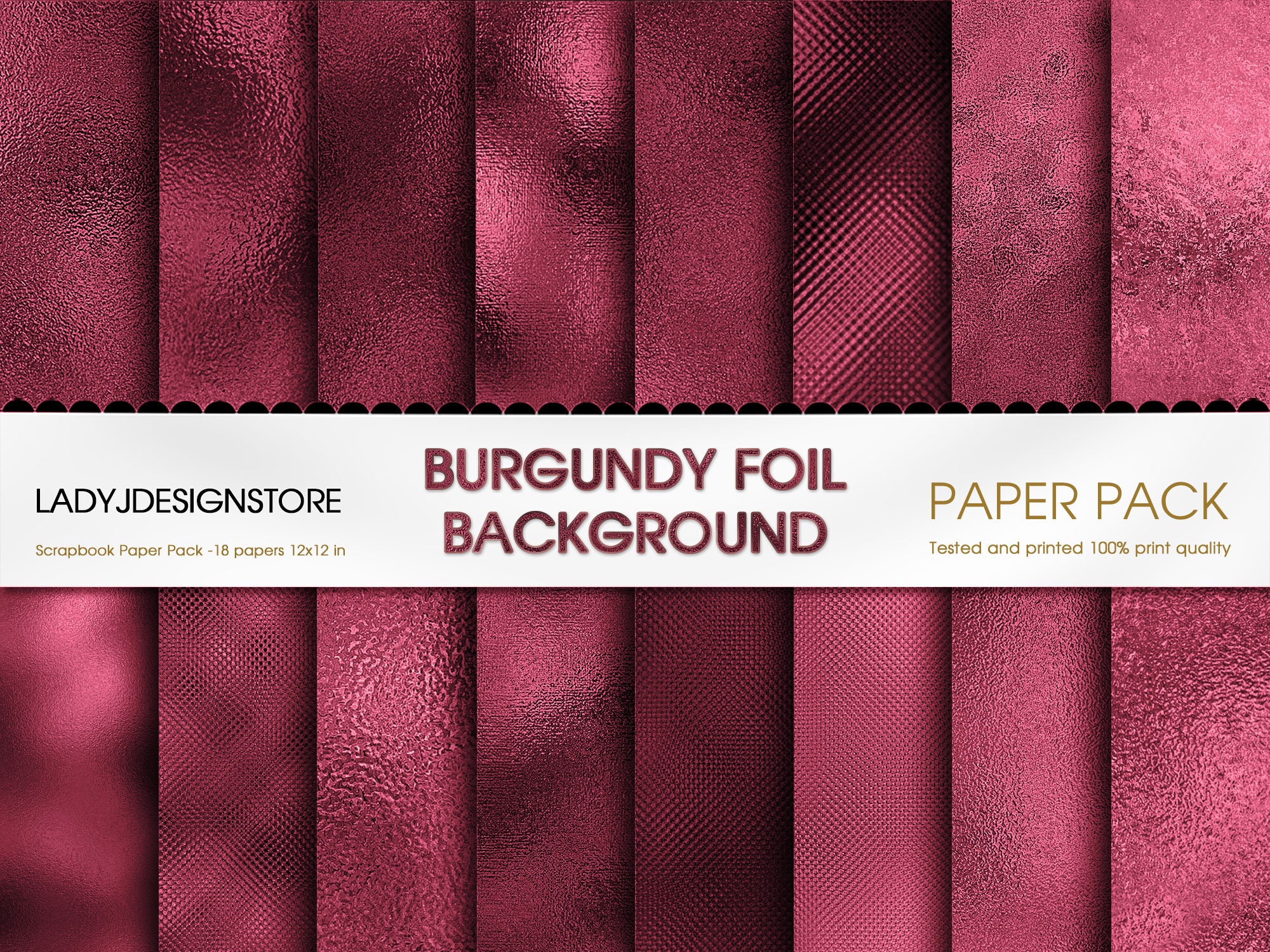 Burgundy foil digital paper foil textures shimmer printable | Etsy