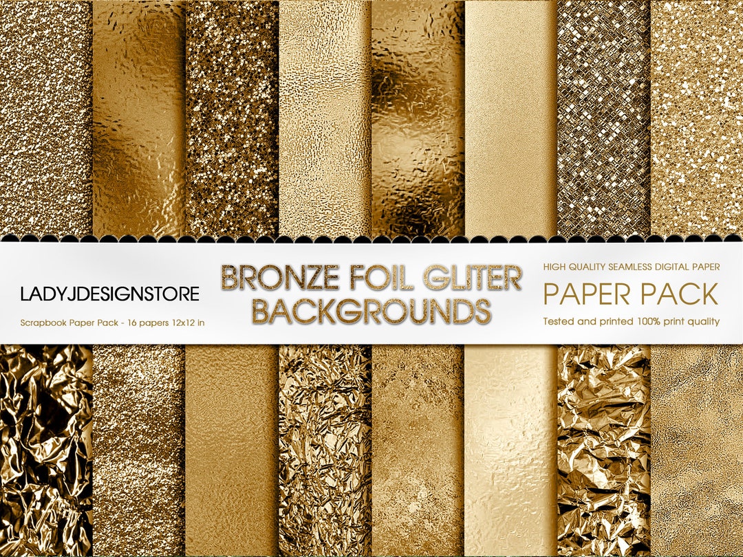 Bronze Foil Glitter Digital Paper, Bronze Digital Texture Paper Bronze ...