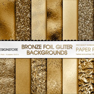 Bronze Foil Glitter Digital Paper, Bronze Digital Texture Paper Bronze ...