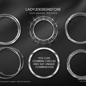 Digital Silver Frame Clipart, Metalic Silver Circle Golden Frames ...