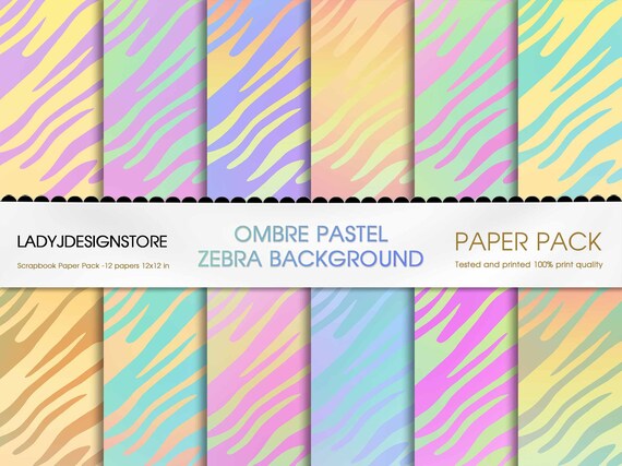 Ombre Pastel Zebra Background, Digital Paper seamless zebra pattern ...