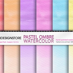 WATERCOLOR PASTEL OMBRE Papers 6 Digital Paper Pack, Instant Download ...