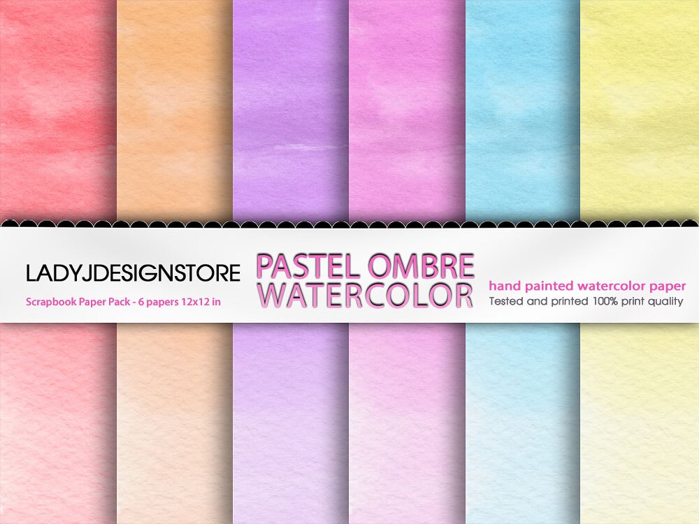 WATERCOLOR PASTEL OMBRE Papers 6 Digital Paper Pack Instant - Etsy
