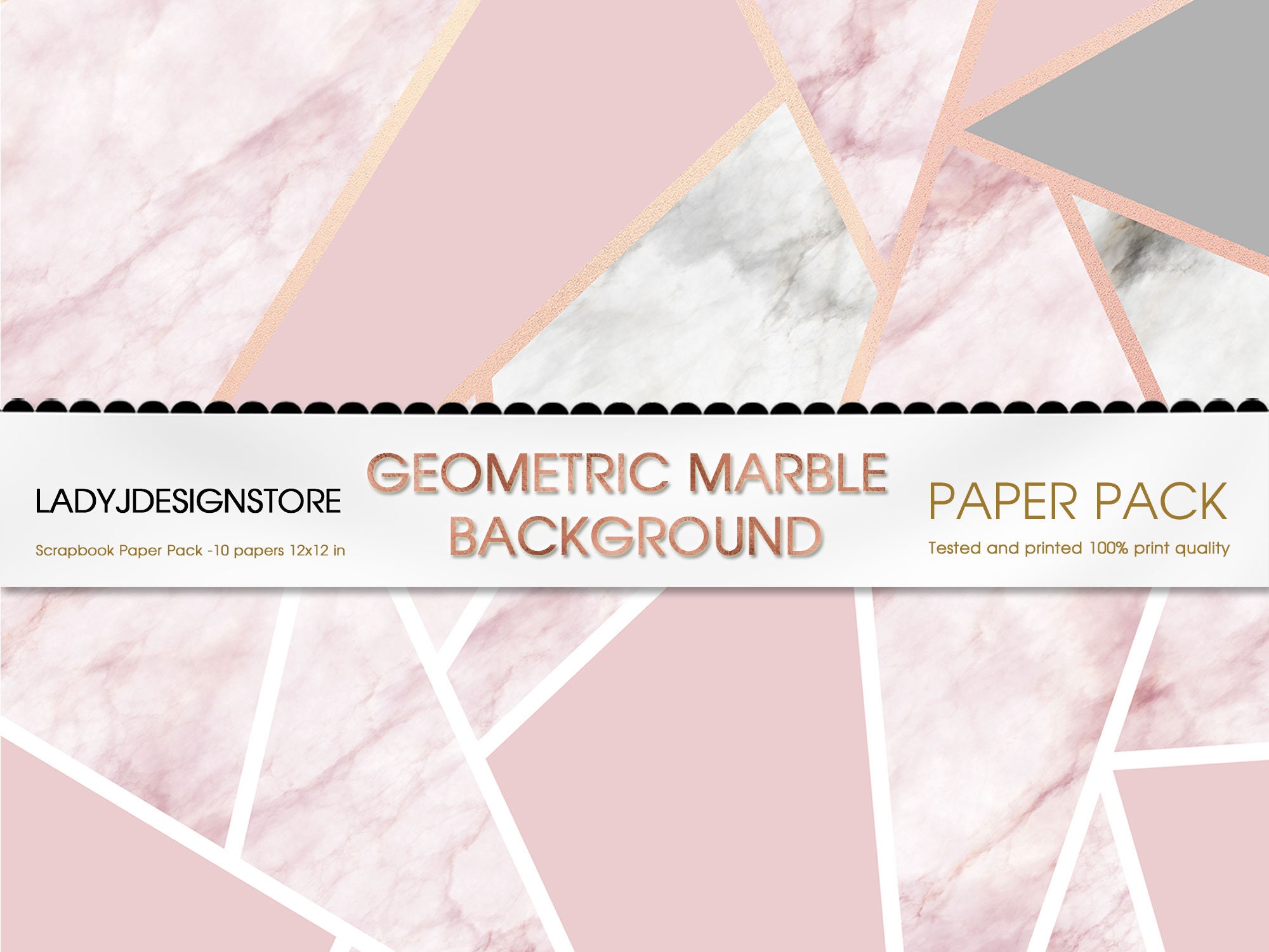 Rose Gold Geometric Marble Digital Paper digital marble rose | Etsy