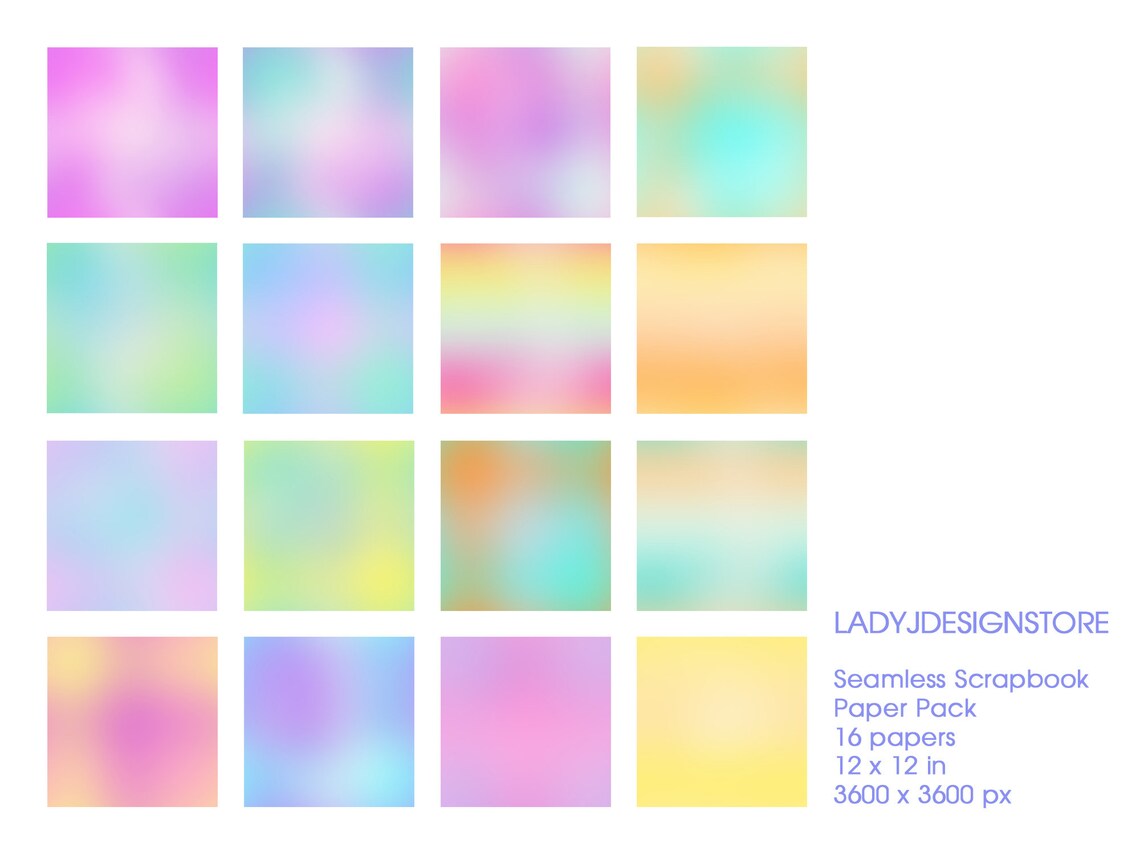 Pastel Gradient Pastel Digital Paper Gold Digital Foil - Etsy