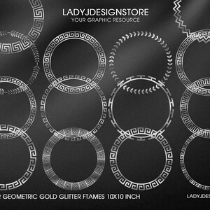 Silver Geometric Sparkle Circular Frames Clip Art, Metalic Silver ...