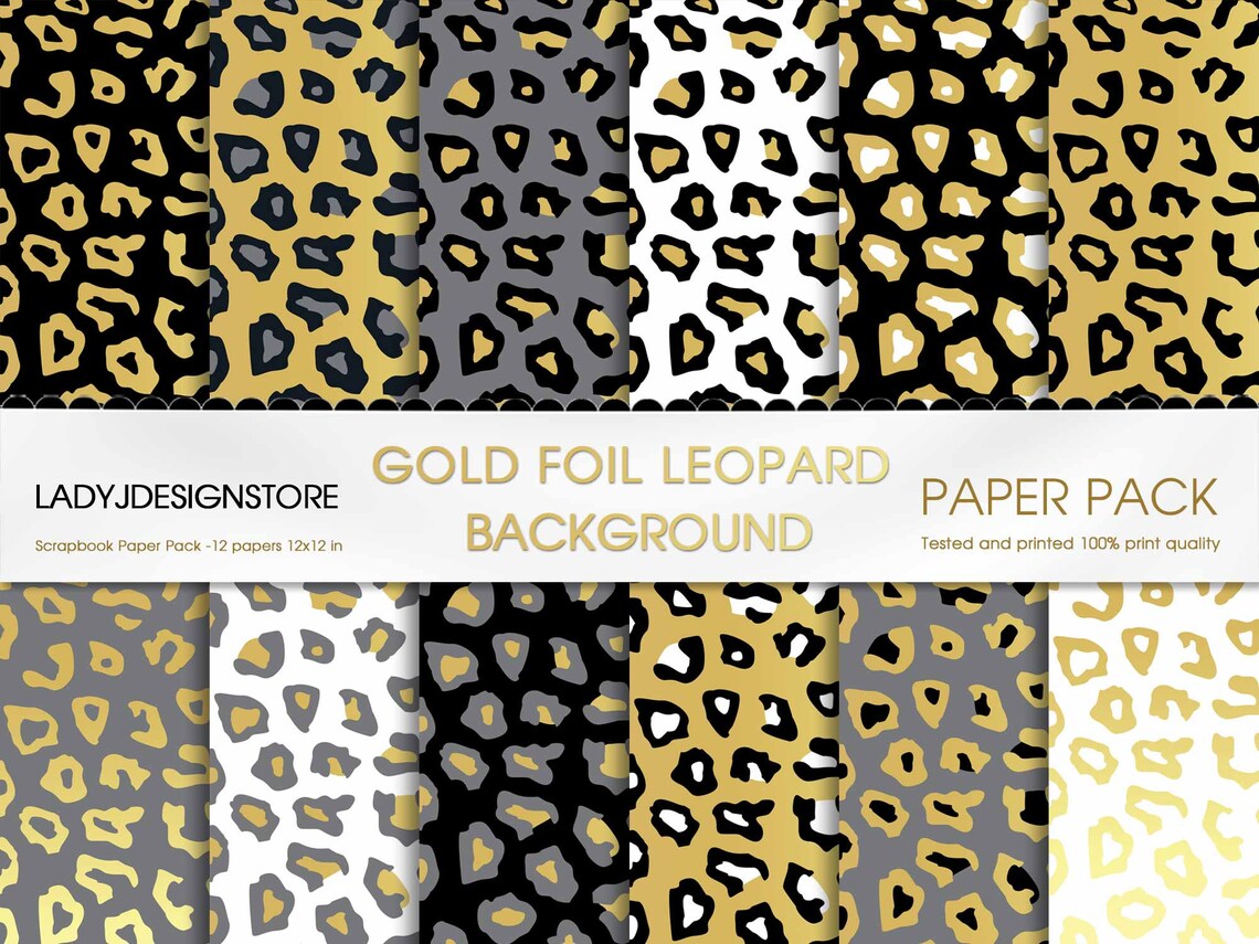 Seamless Gold Foil Leopard Background Leopard Skin Pattern | Etsy