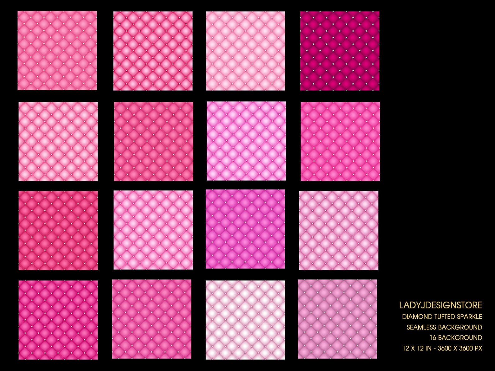 Diamond Tufted Pink Sparkle Digital Paper Luxury Quilted - Etsy