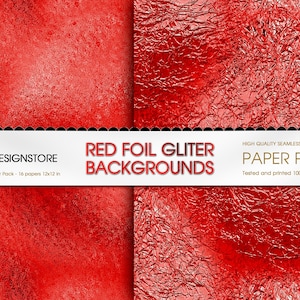 Red Foil Glitter Seamless Digital Paper, Red Digital Paper Backgrounds ...