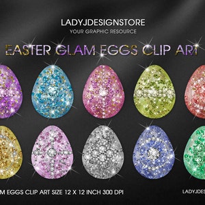 Easter Glam Eggs Clipart, Sparkle Glitter Colorful Eggs, Easter Clip ...