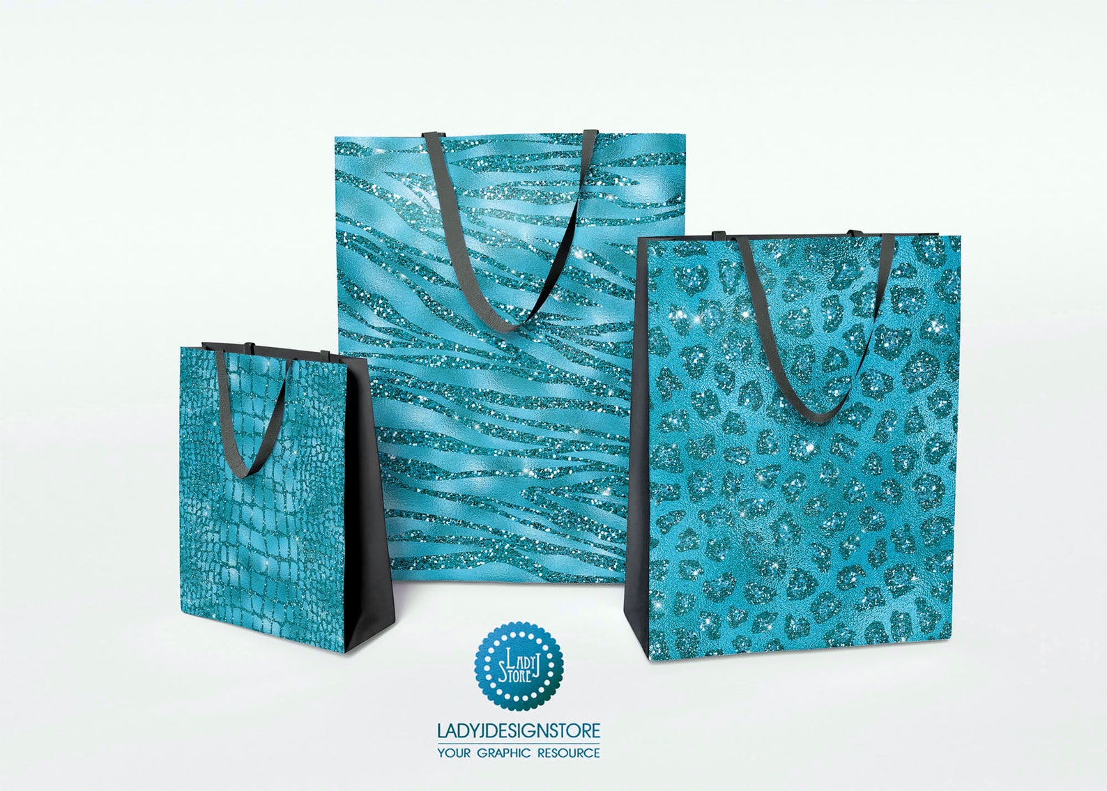 Teal Glam Digital Paper Seamless Tiger Cheetah Zebra - Etsy