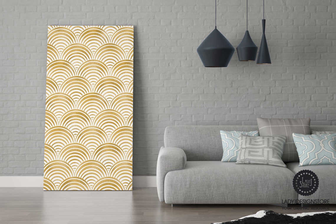 Art Deco White Gold Foil Digital Paper Seamless Retro Art Deco | Etsy