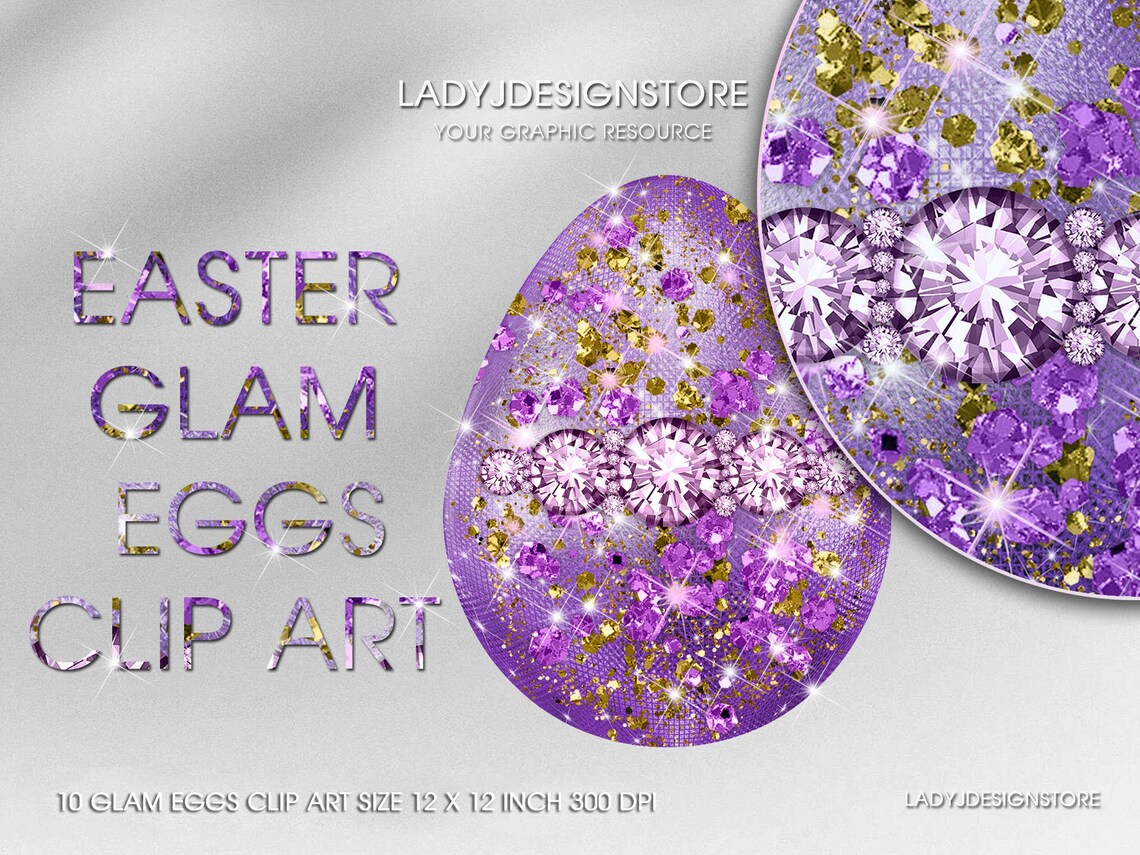 Easter Glam Eggs Clipart Sparkle Glitter Colorful Eggs - Etsy