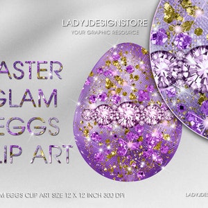 Easter Glam Eggs Clipart, Sparkle Glitter Colorful Eggs, Easter Clip ...