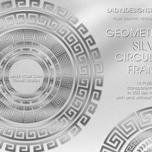 Silver Geometric Sparkle Circular Frames Clip Art, Metalic Silver ...