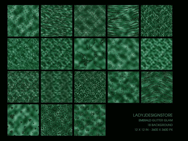 Emerald Glitter Glam Digital Paper Seamless Tiger Cheetah | Etsy