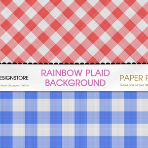 Gingham Rainbow Plaid Background Digital Paper Tartan - Etsy