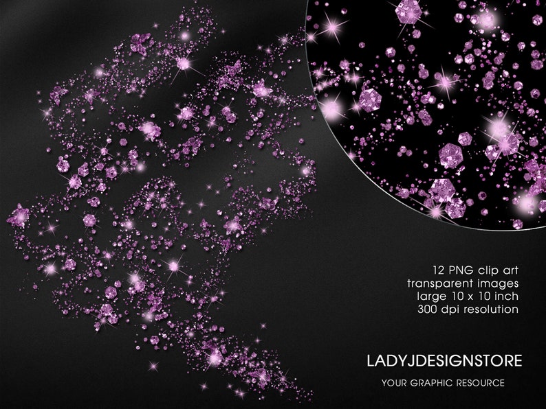 Sparkle Purple Pixie Dust Overlays Clipart Purple Glitter | Etsy