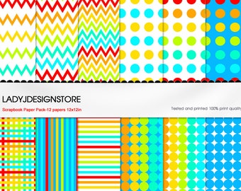 Rainbow Digital Paper Pack Rainbow Patterns Digital Scrapbook Papers ...