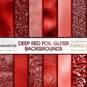 Crimson Deep Red Foil Glitter Seamless Digital Paper, Dark Red Digital ...
