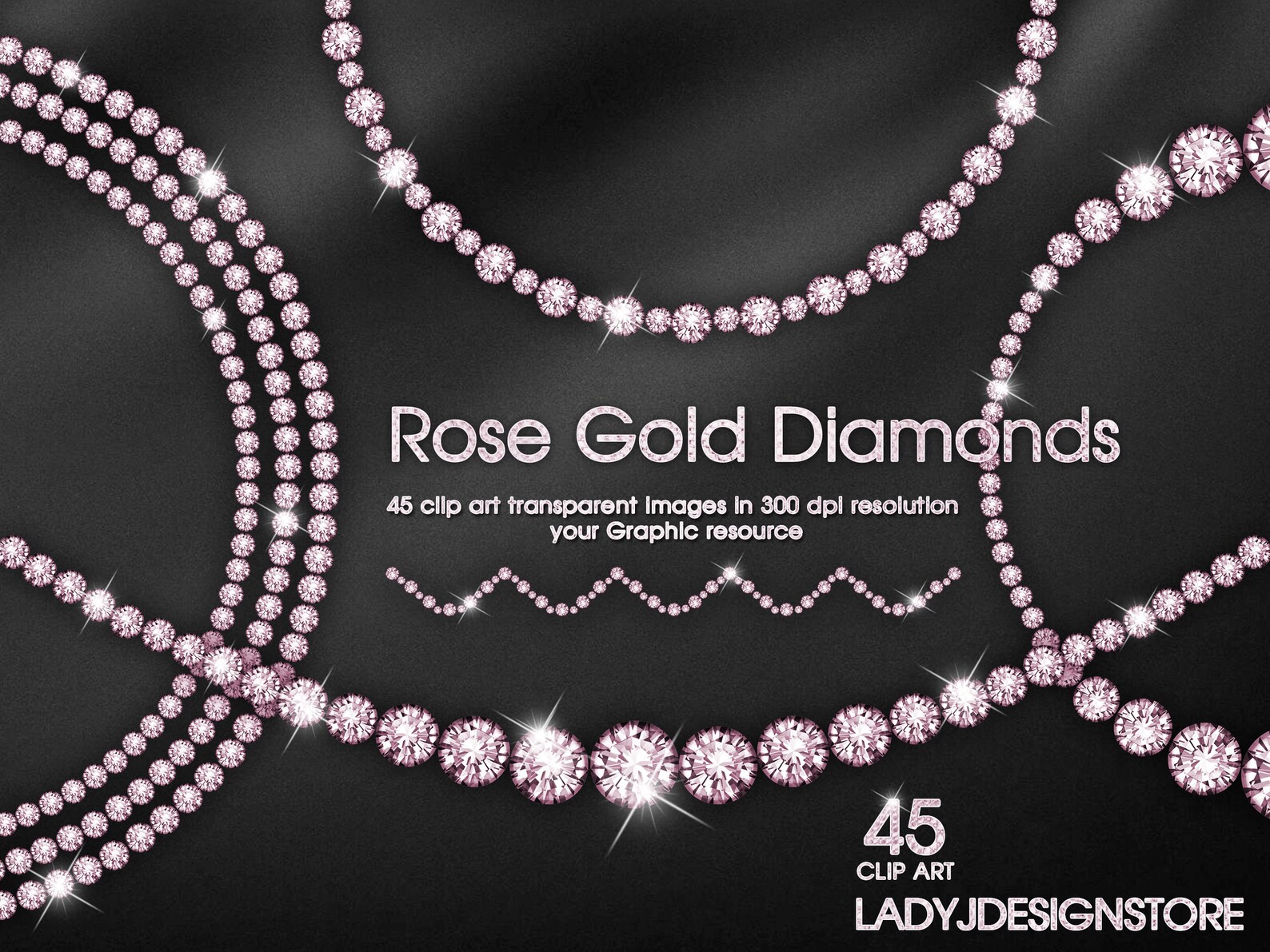 Rose Gold Luxury Diamond Clipart PNG Format Diamond Borders - Etsy