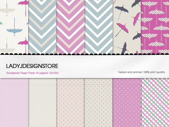 Digital Scrapbook Paper Pack - Wedding Parasole Summer Chevron, Gingham ...