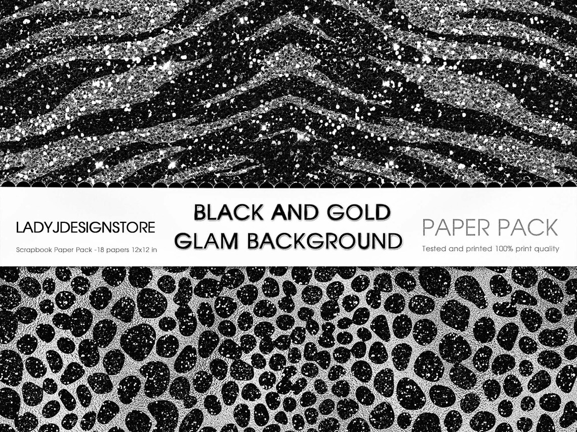 Black and Silver Glam Digital Paper Seamless Tiger Cheetah | Etsy
