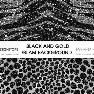 Black and Silver Glam Digital Paper, Seamless Tiger Cheetah Zebra ...