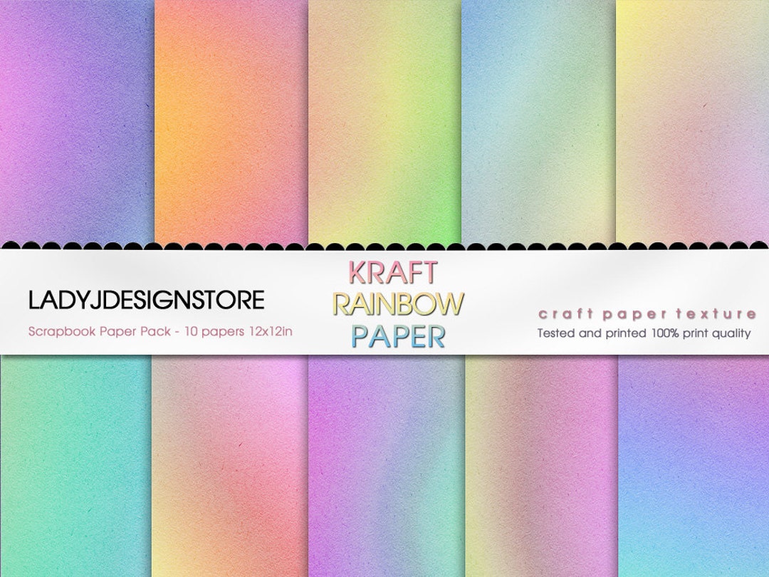 RAINBOW KRAFT PAPER Digital Background Bright Colors Kraft Paper ...