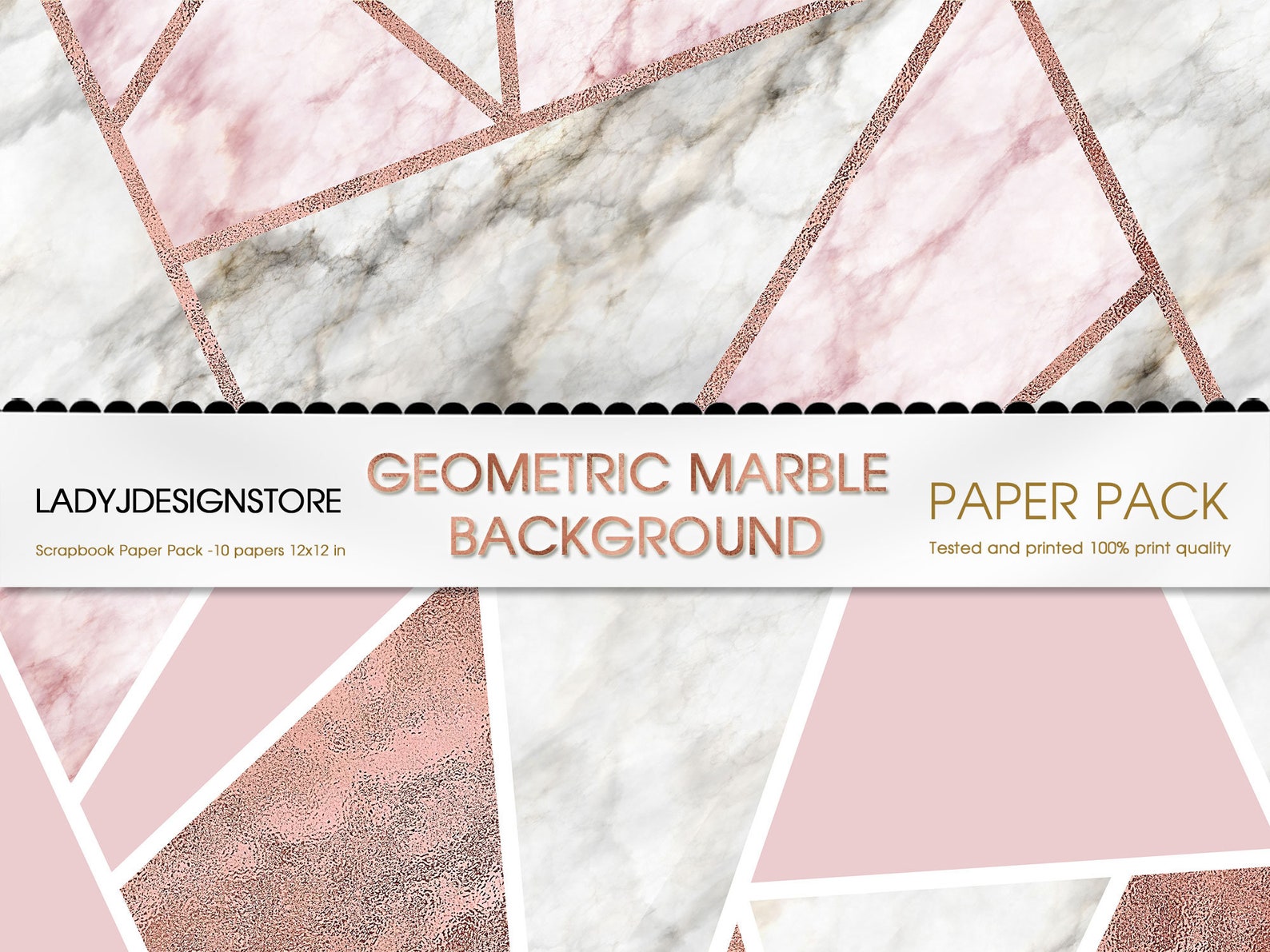 Rose Gold Geometric Marble Digital Paper Digital Marble Rose - Etsy