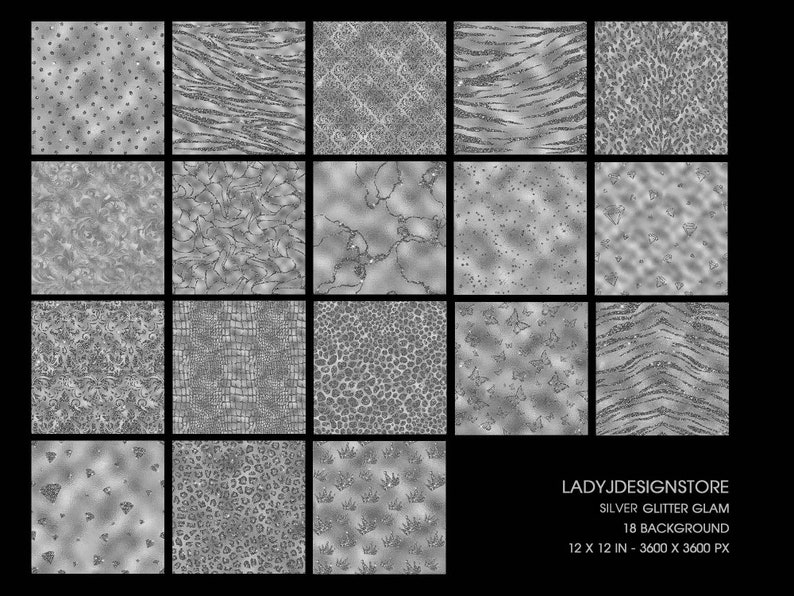 Silver Glitter Glam Digital Paper Seamless Tiger Cheetah - Etsy