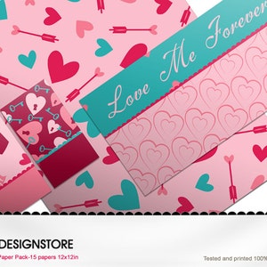 Sweet Valentine Heart 15 Printable Digital Papers Sweet ...