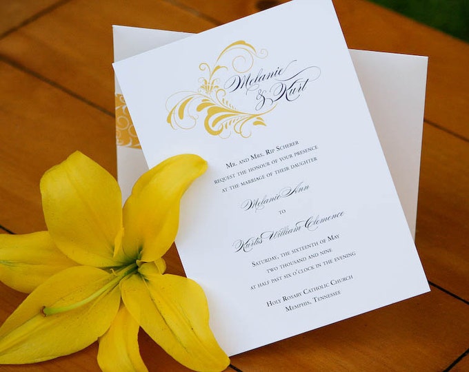 Yellow Floral Wedding Invitation - Etsy