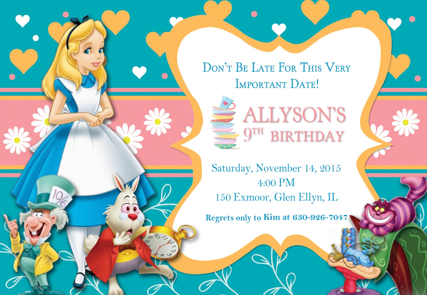 Printable Alice in Wonderland Invite - Etsy