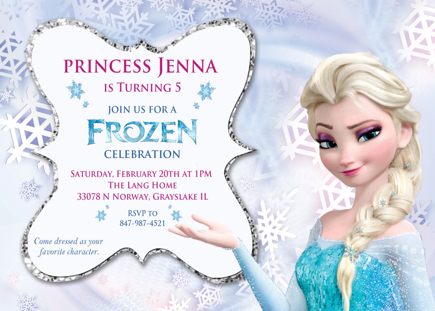 Disney Frozen Invitation Featuring Elsa - Etsy