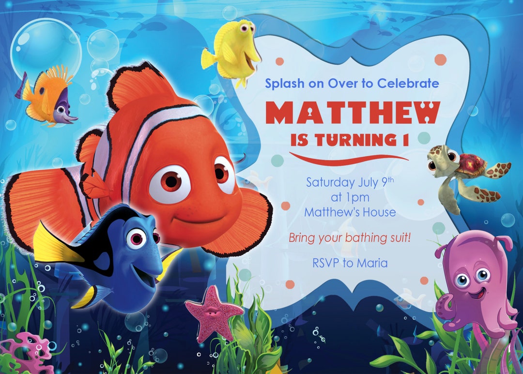 Finding Dory Finding Nemo Birthday Invitation - Etsy