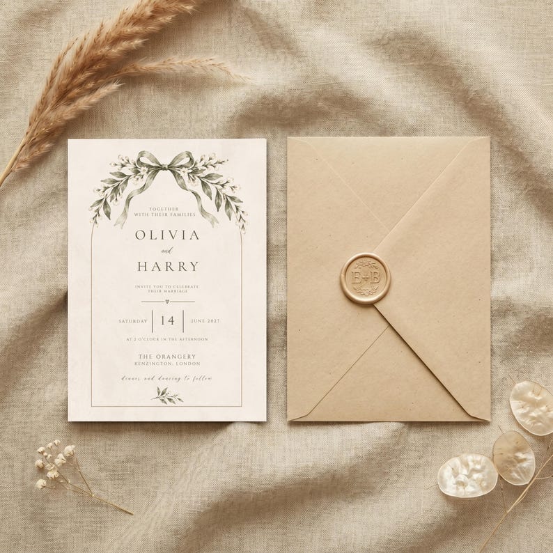 Vintage Wedding Invitation | Elegant Floral Watercolour Design ...