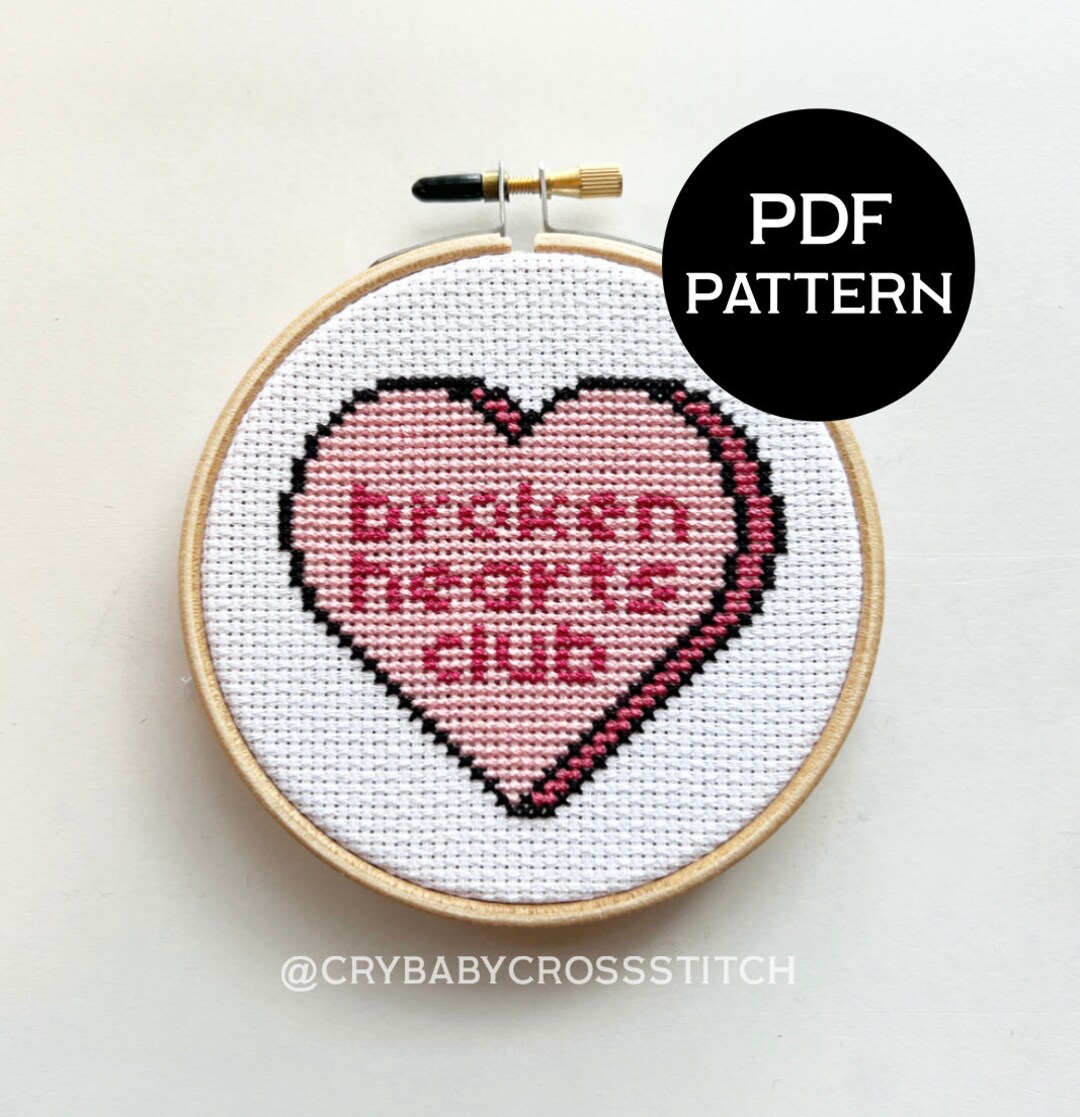Broken Hearts Club Cross Stitch Pdf/pattern - Etsy