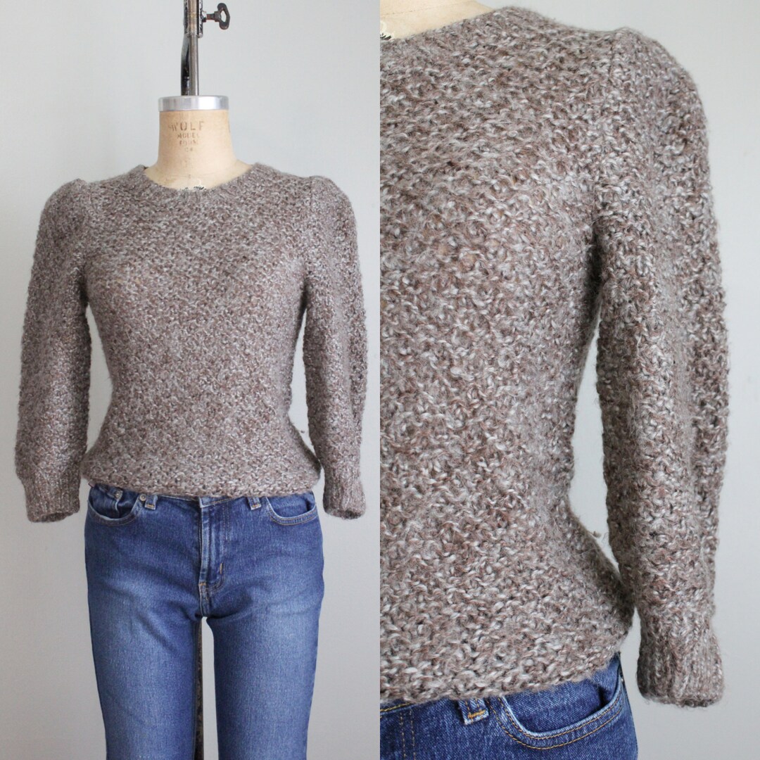 Vintage 1980's Hand Knit Evan Picone Nubby Sweater. Pull Over. Gathered ...