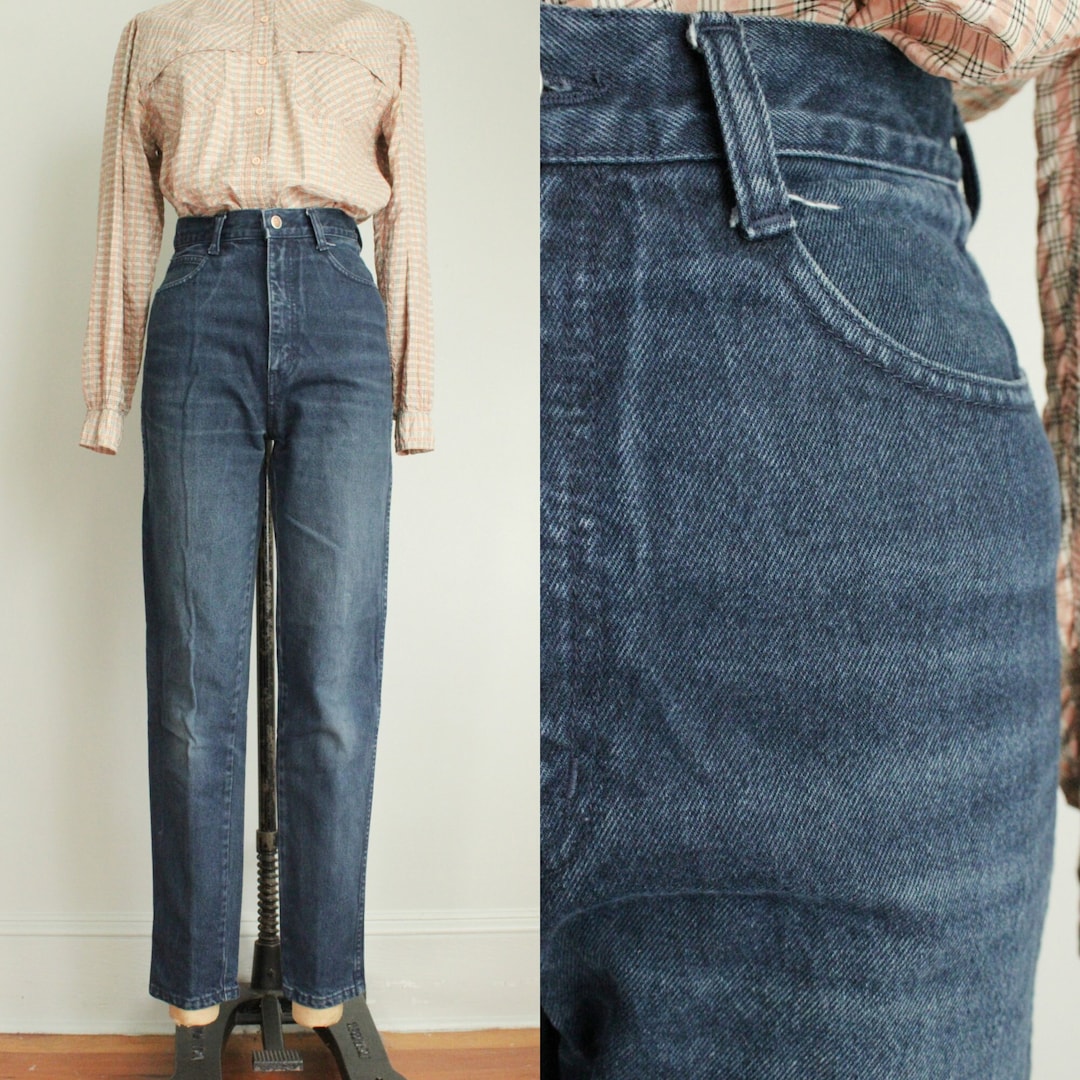 Retro 1990's High Rise Dark Wash Rio Jeans. High Waist. Tapered Leg. 26 ...