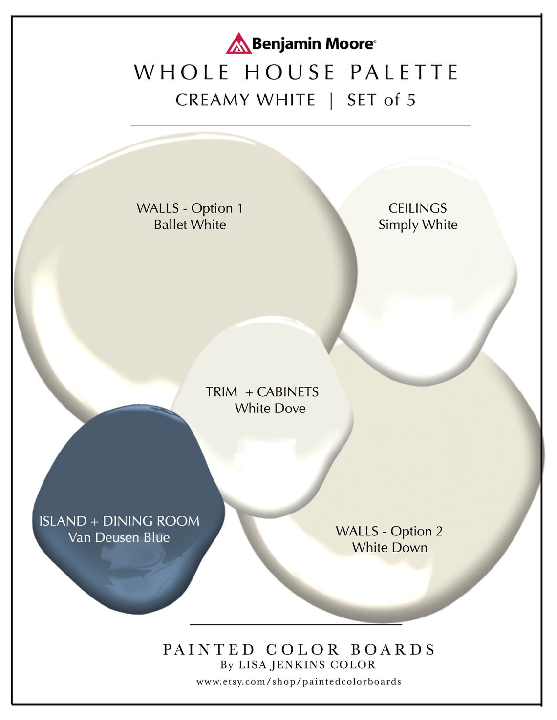 Benjamin Moore Creamy White Paint Palette: Whole House Color Set - Etsy